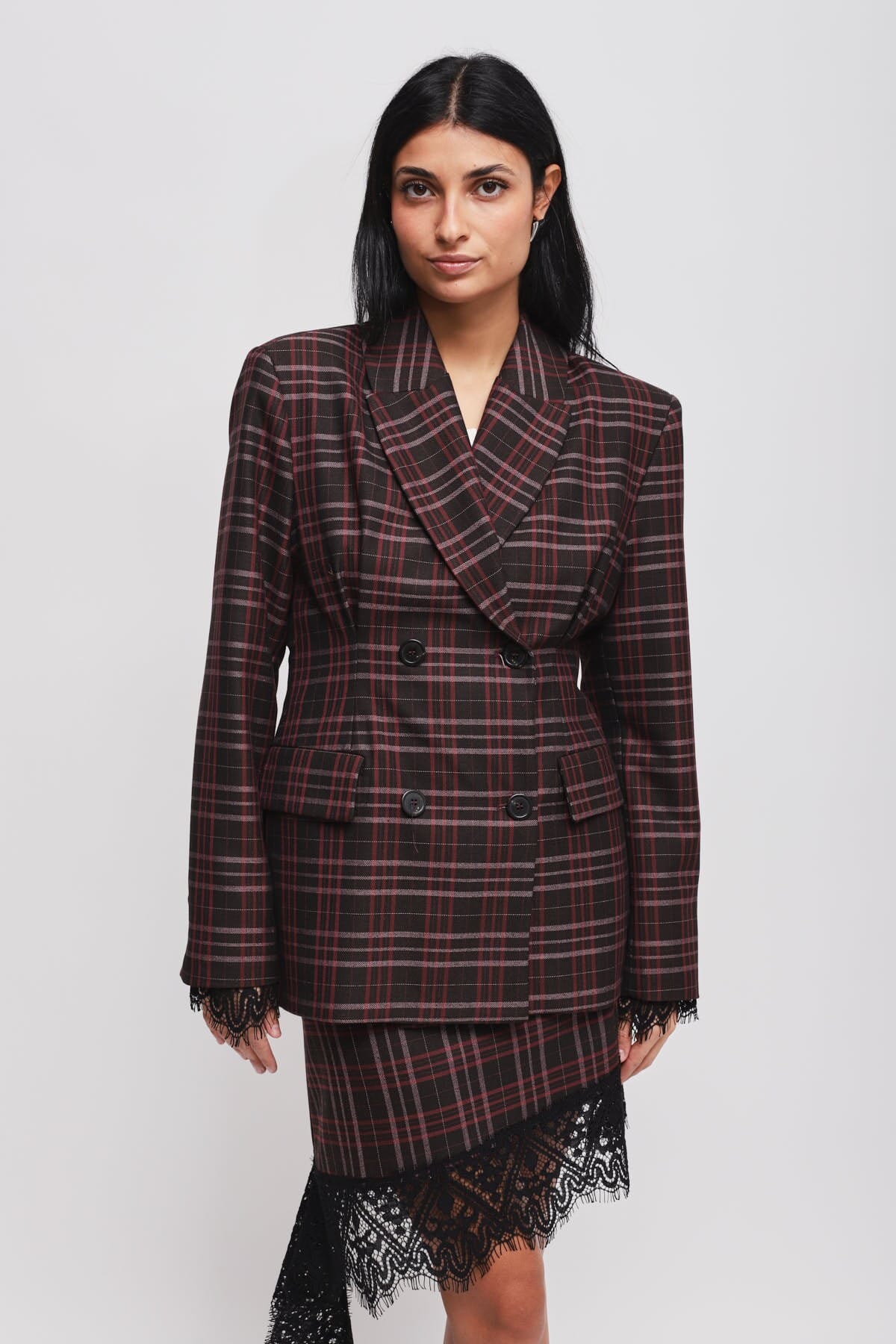 Giacca Check Doppiopetto Avvitata Maryley - Vestiti Firmati Life Sm...